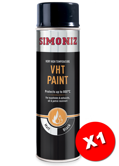 Simoniz Very High Temperature Matt Black VHT Spray Paint 500ml SIMVHT20D